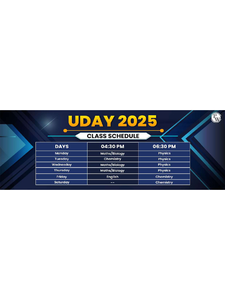 Class Schedule - PDF Only - Uday 2025 | PDF