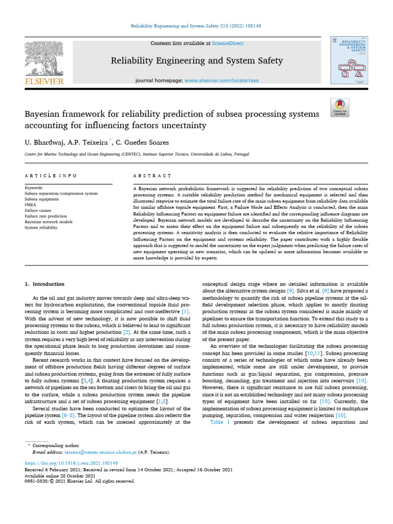 Bayesian framework for reliability prediction of subsea processing systems accounting for ...