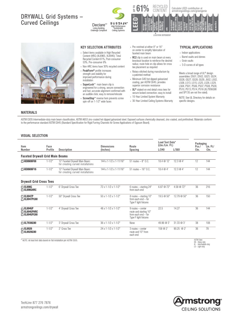Data Sheet Curved Drywall Ceilings | PDF | Drywall | Beam (Structure)
