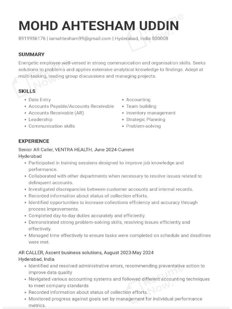 Resume Ahtesham | PDF