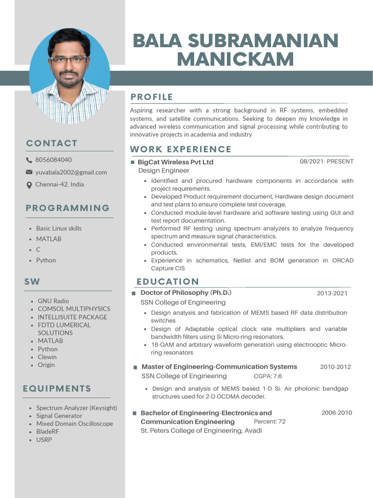 Col Bala Subramanian Manickam 1 | PDF | Photonics | Information And Communications Technology