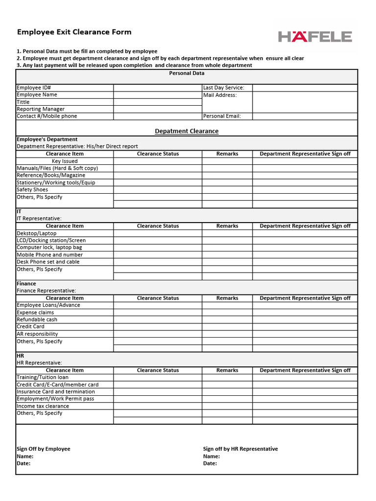 Form Exit Clearance | PDF