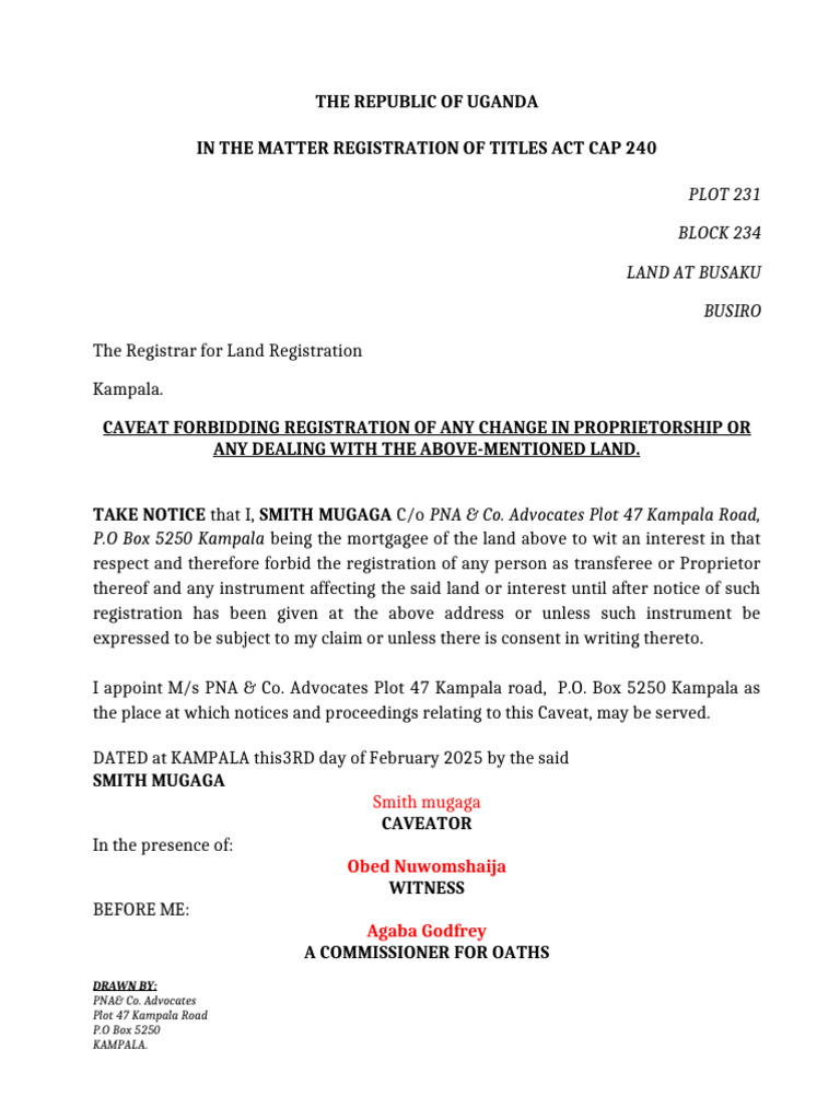 Caveat Against Land Registration | PDF | Common Law | Civil Law (Common ...