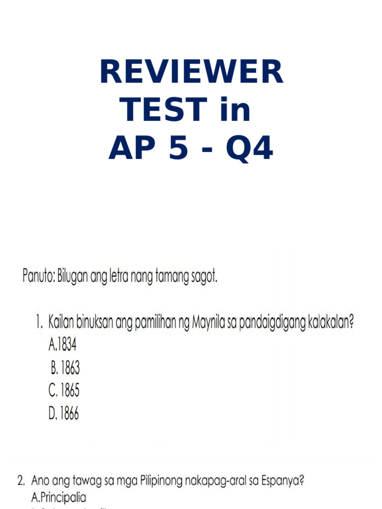 AP 5 Q4 Test Answer Key | PDF
