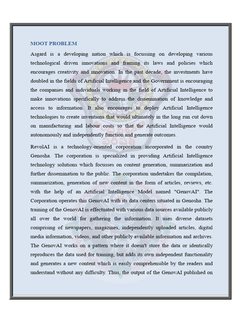 AUCL - NATIONAL - MOOT - COURT Preposition | PDF | Information | Artificial Intelligence