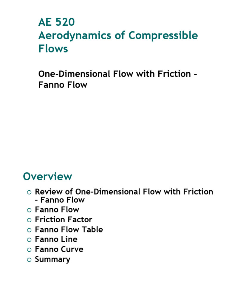 AE520 Chapter 3 Part IV -friction_Fanno by Dr. Naef | PDF | Classical ...