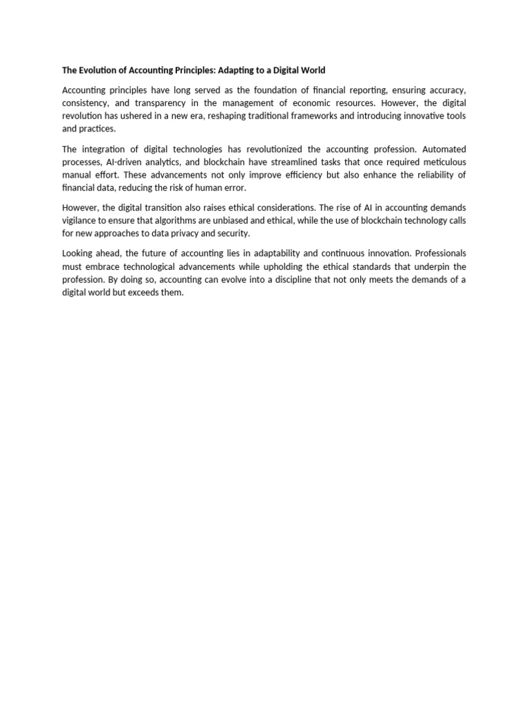 Digital Transformation in Accounting Principles | PDF