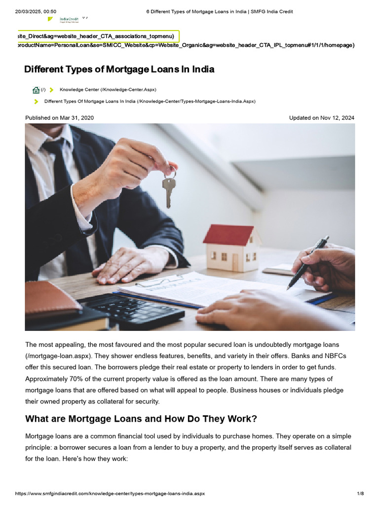 6 Different Types of Mortgage Loans in India - SMFG India Credit | PDF ...