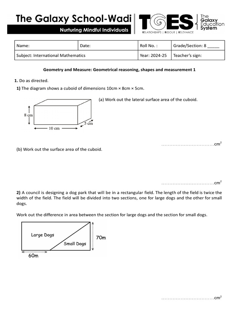 24-25 G8 Geometry and Measure - Geometrical Reasoning, Shapes and ...
