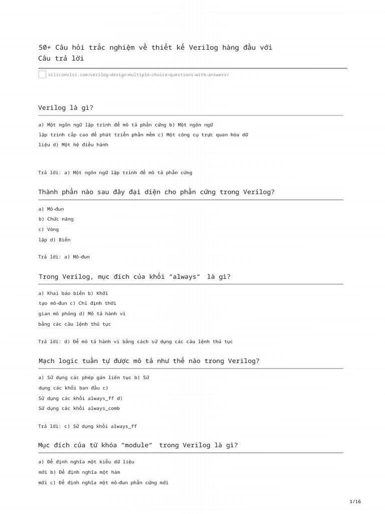 50 Top Verilog Design Multiple Choice Questions With Answers | PDF