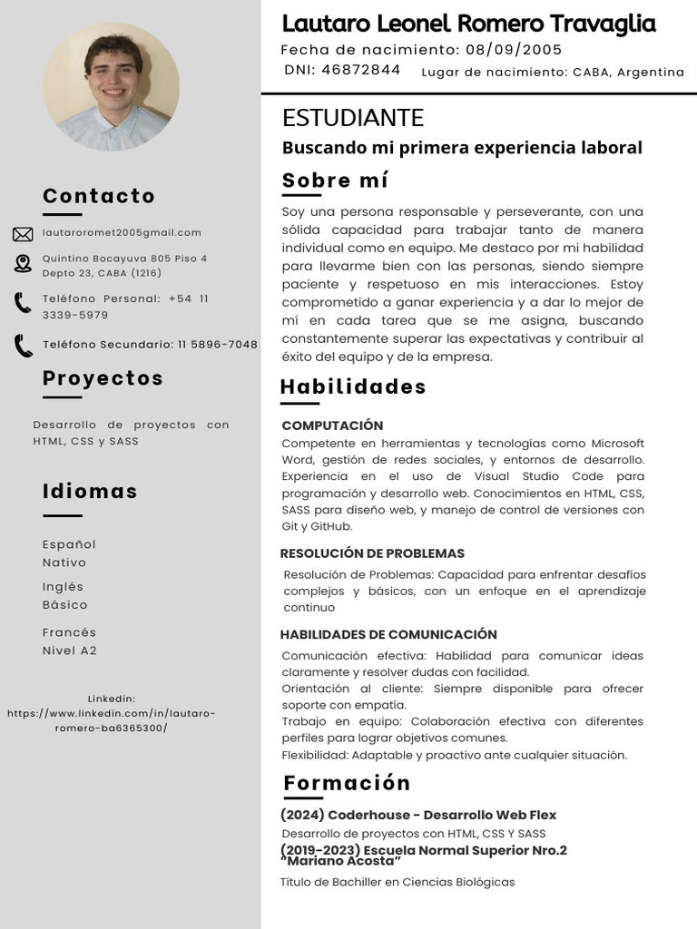 Lautaro Romero CV | PDF | Desarrollo web | HTML