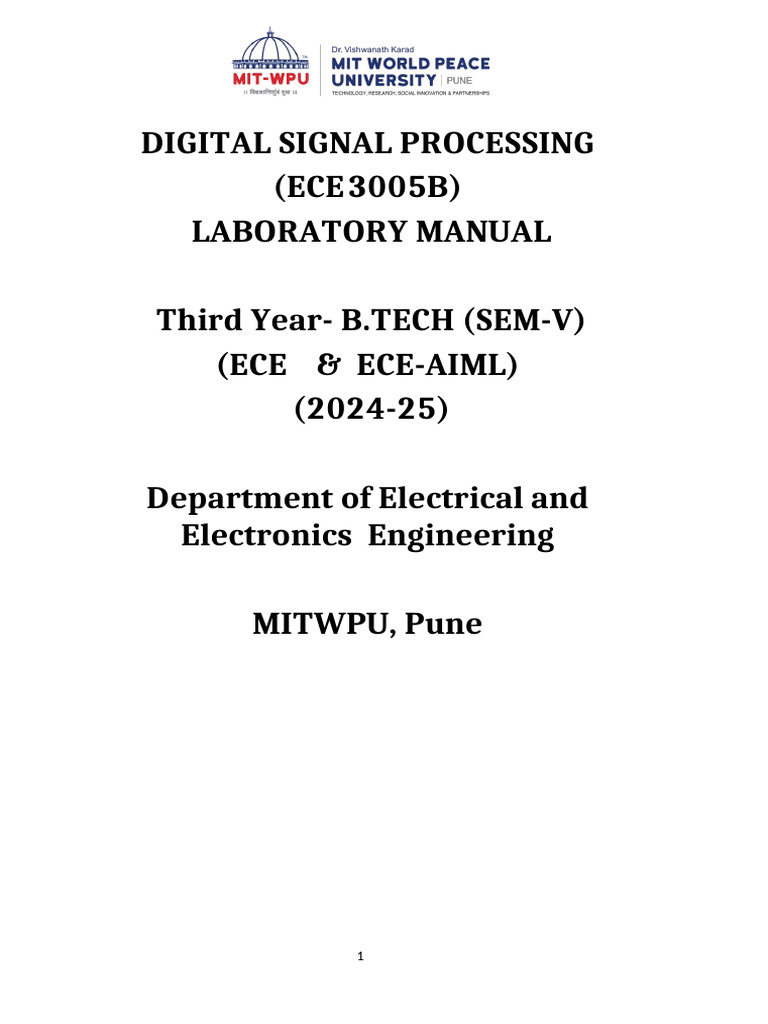 DSP LabMannual | PDF | Discrete Fourier Transform | Fast Fourier Transform