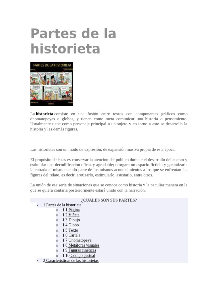 Partes de la historieta | PDF | Cómics