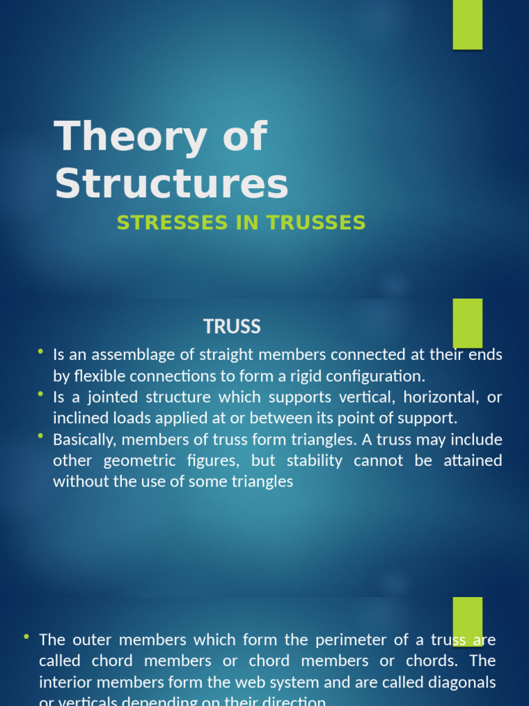 Theory of Structures Lec 7 | PDF | Truss | Structural Engineering