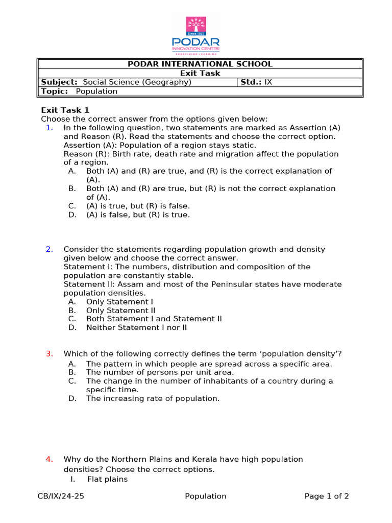 QP Exit Task CB IX SSC Population | PDF | Population