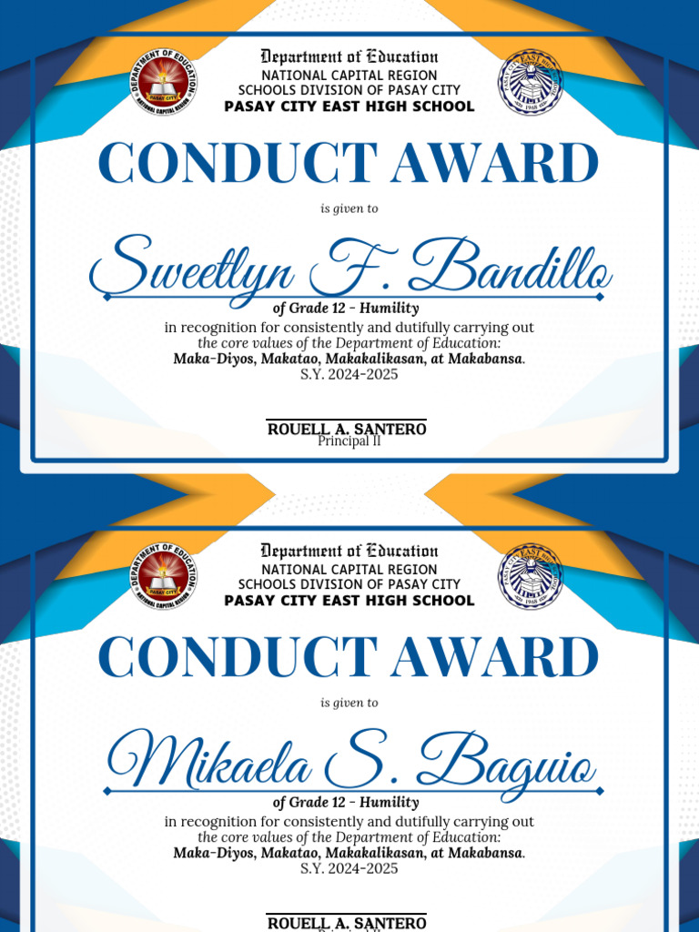 Conduct Award Certificate | PDF