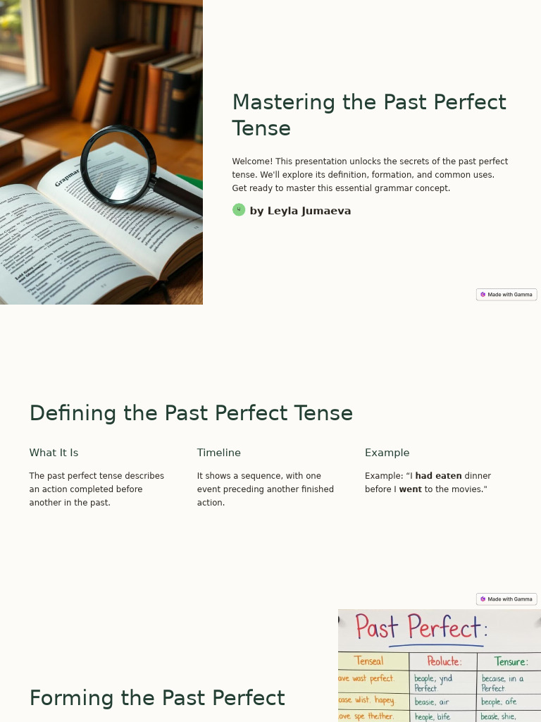 Mastering The Past Perfect Tense | PDF