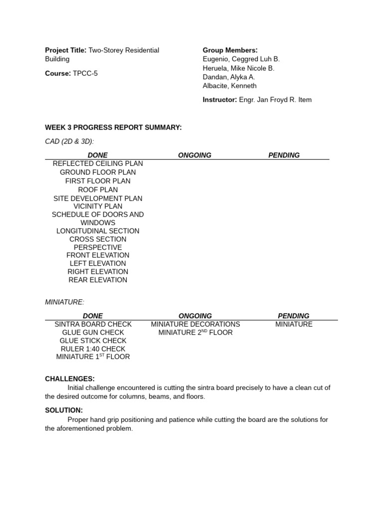 0801 TPCC5 - G4 Progress Report Week 4 | PDF