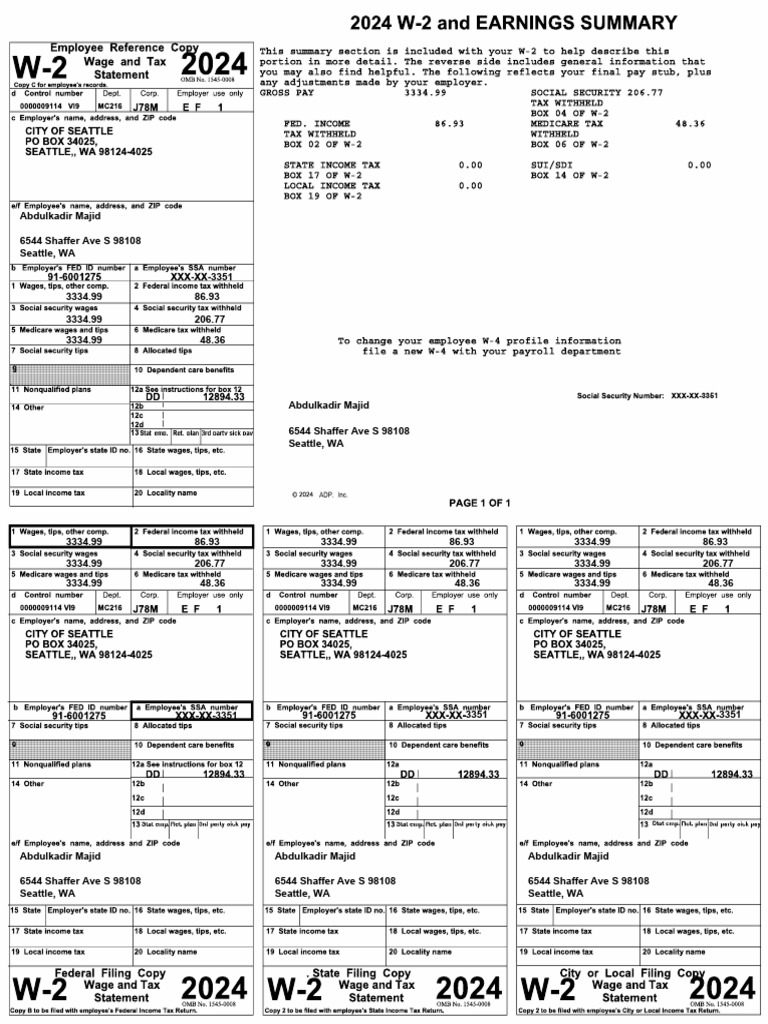 Abdulkadir Majid W-2 | PDF