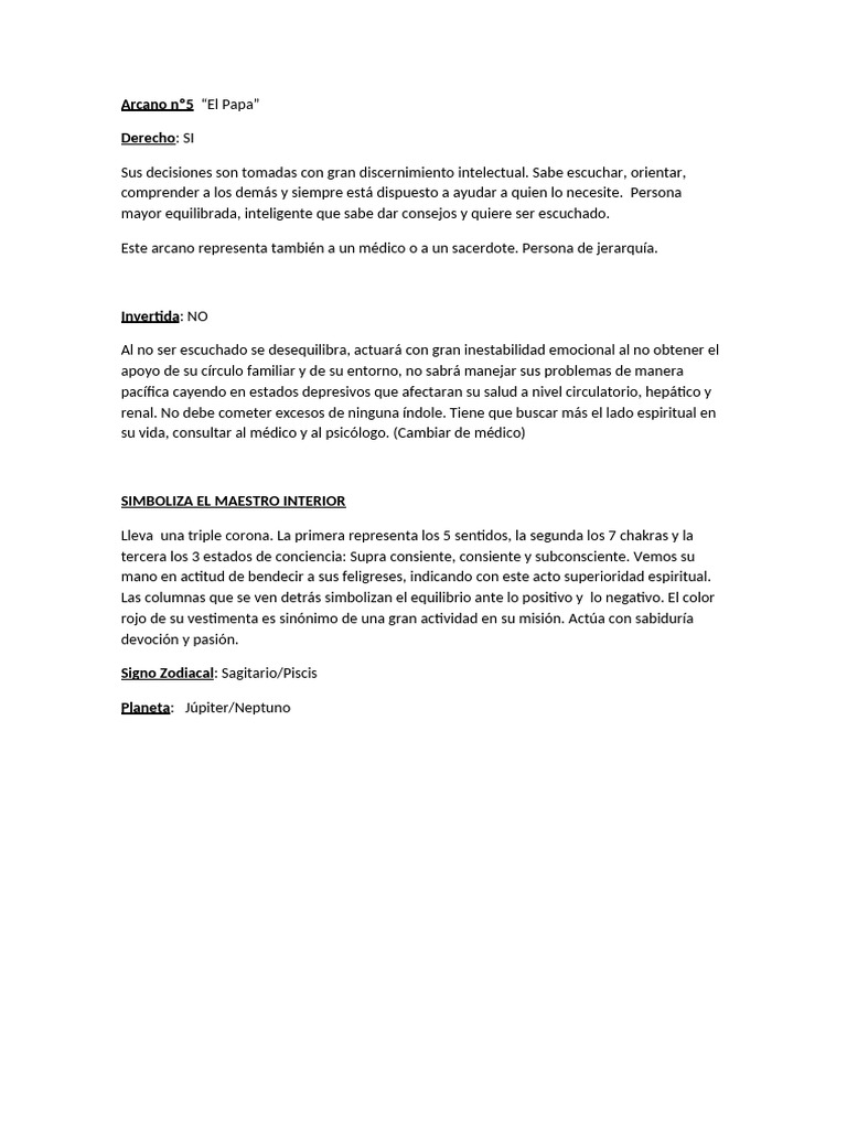 Significado del Arcano 5: El Papa | PDF