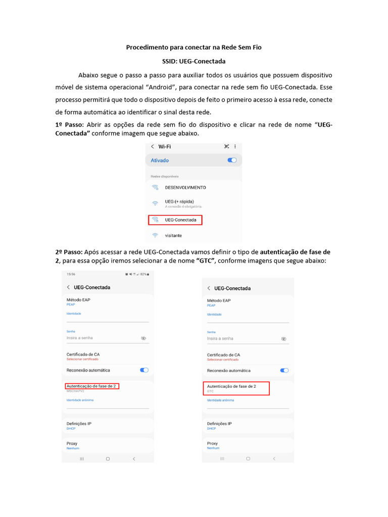 Procedimento Para Conectar Na Rede Sem Fio | PDF
