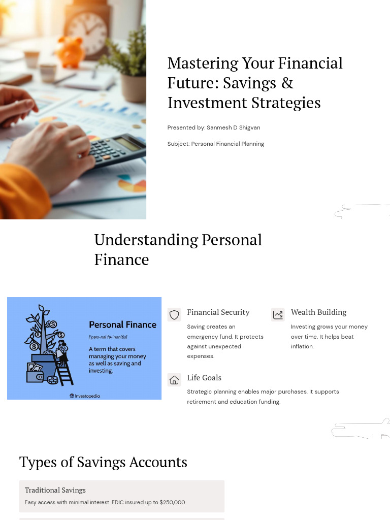 Financial Planning: Savings & Investment Strategies | PDF | Investing ...