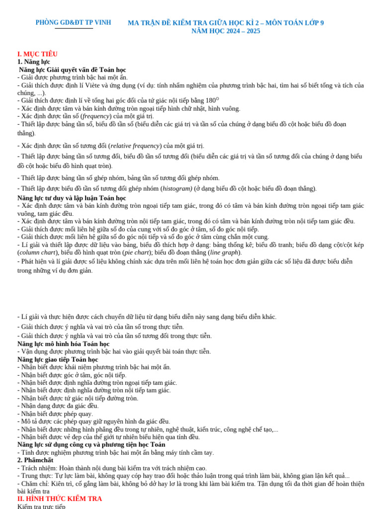 MT Gk2 Môn Toán L P 9 Nh24-25 | PDF