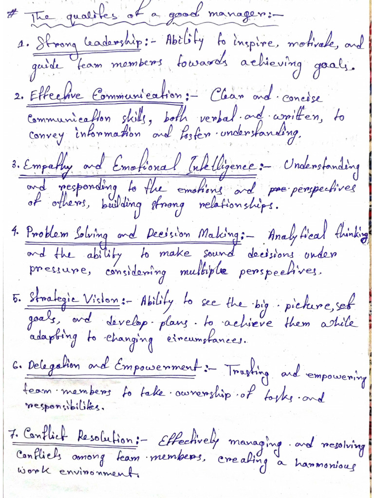 10th Qualites of A Good Manager | PDF