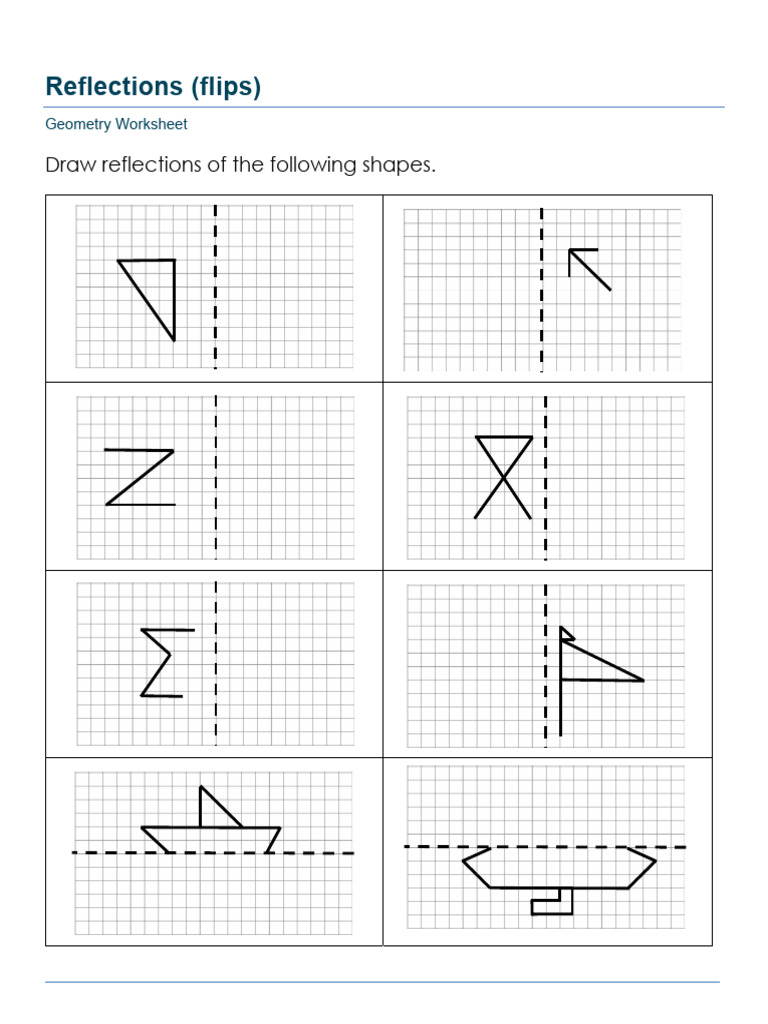 Geometry Worksheet: Shape Reflections | PDF