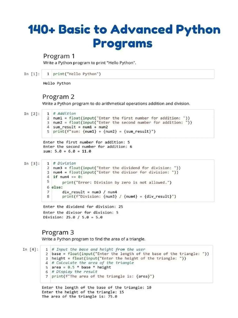 Basic Python Programs | PDF