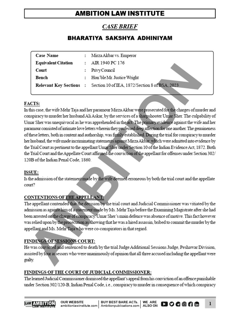 Case Law Mirza Akbar vs. Emperor | PDF | Political Law | Public Law