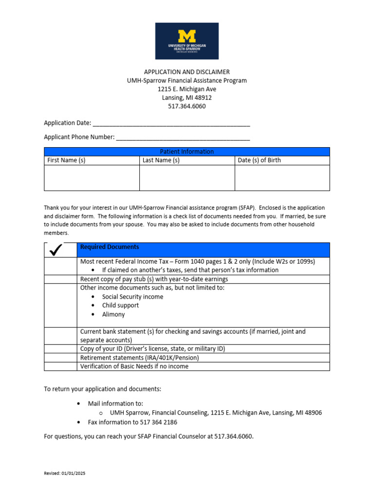 Sparrow Financial Assistance Application English March 2025 | PDF ...