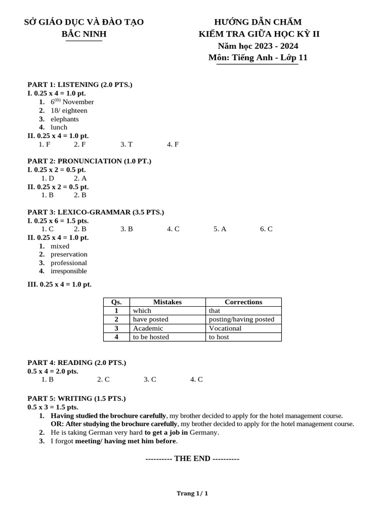 HDC Anh 11-Giua HKII 2023-2024 63fb0 | PDF