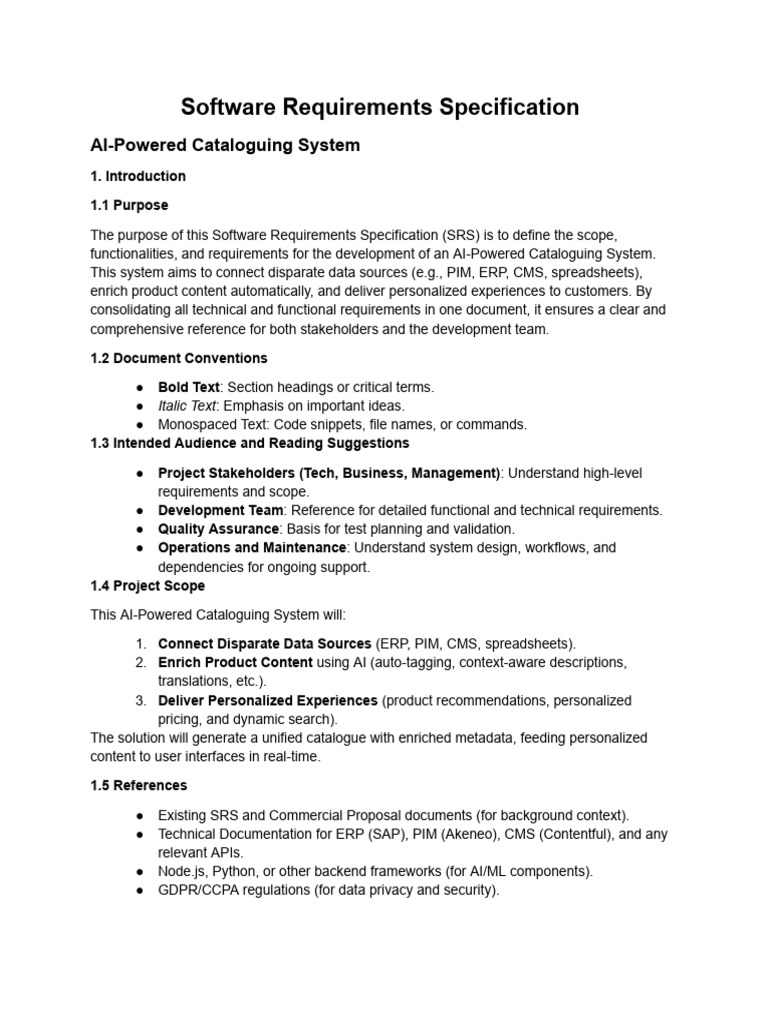 Software Requirements Specification | PDF | Scope (Computer Science) | Enterprise Resource Planning