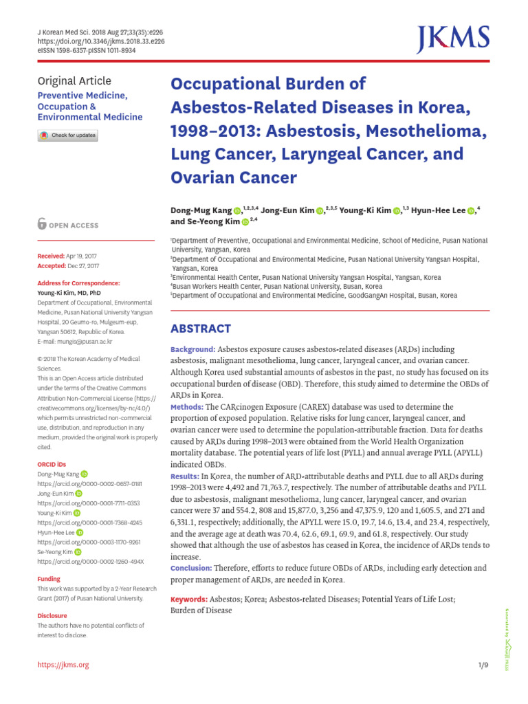 Occupational and Environmental Causes of Lung Cancer 2018 | PDF ...