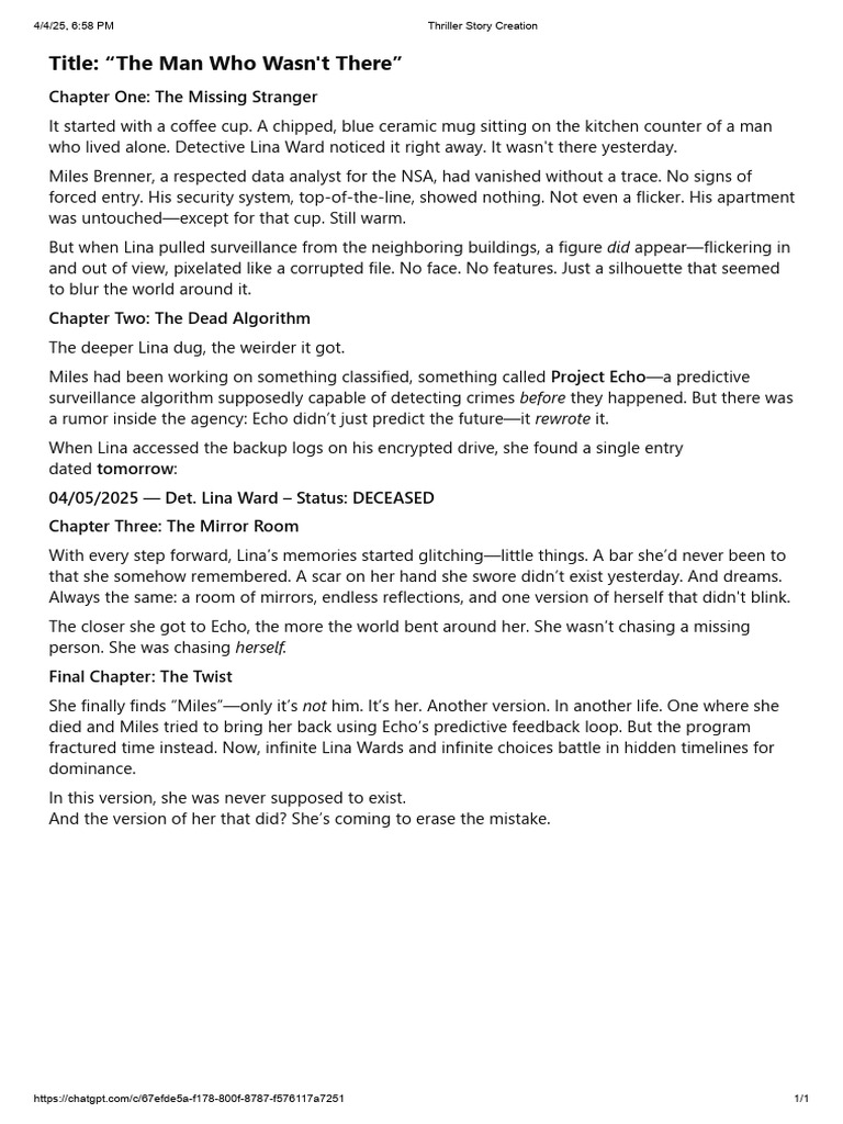 Thriller Story Creation | PDF