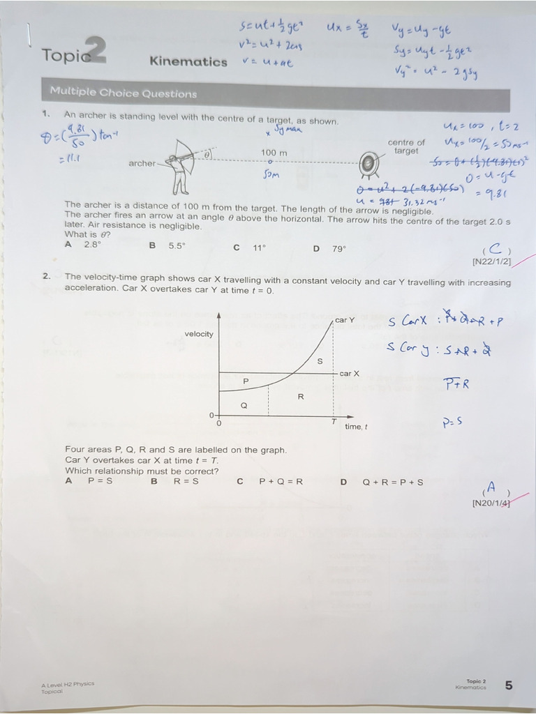 Kinematics Topical Tys | PDF