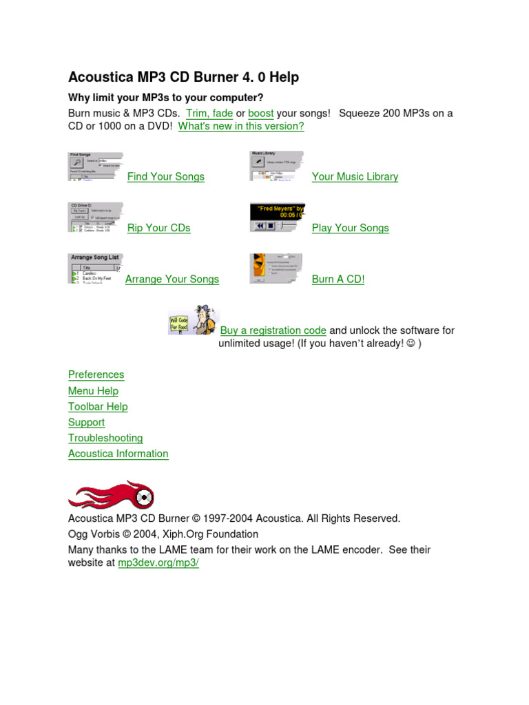 Acoustica mp3 CD Burner Manual | PDF | Equalization (Audio) | Compact Disc