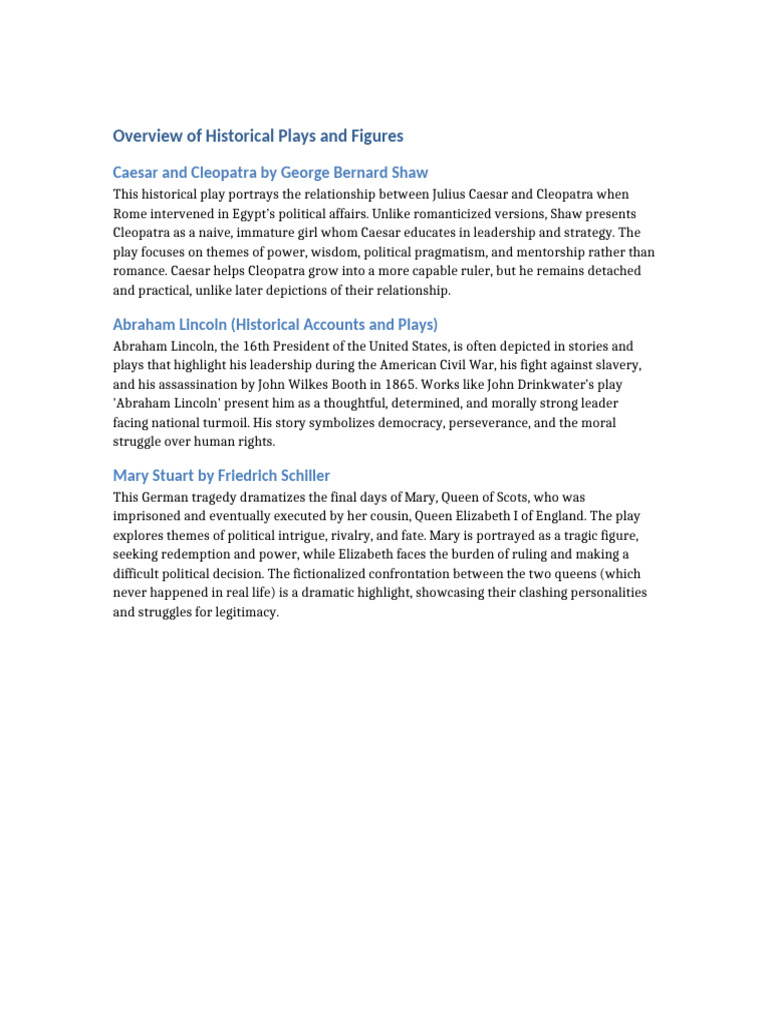 Historical Plays and Figures | PDF