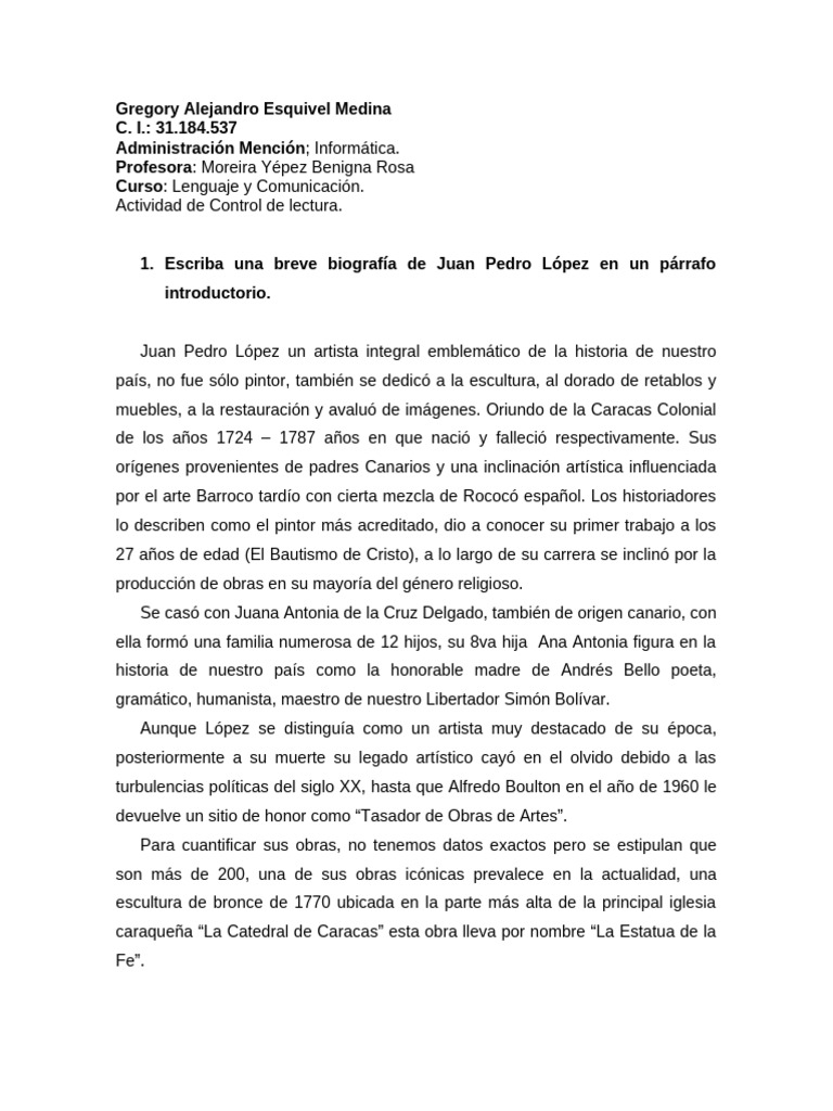 Biografía y legado de Juan Pedro López | PDF | Escultura | Pinturas
