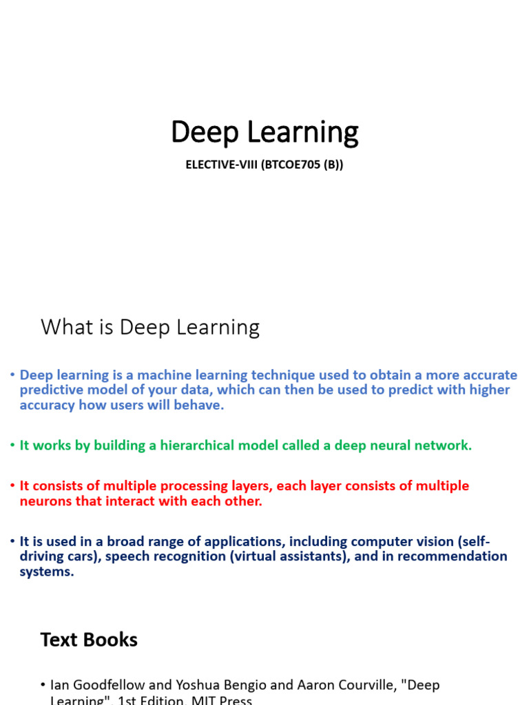 Deep Learning Unit1 | PDF | Deep Learning | Machine Learning