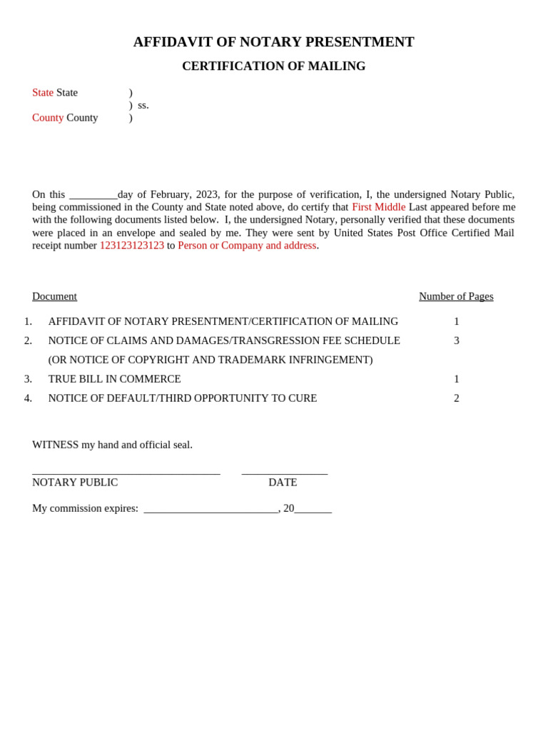 3rd_Opportunity_to_Cure_Affidavit_of_Notary_Presentment_Certification | PDF