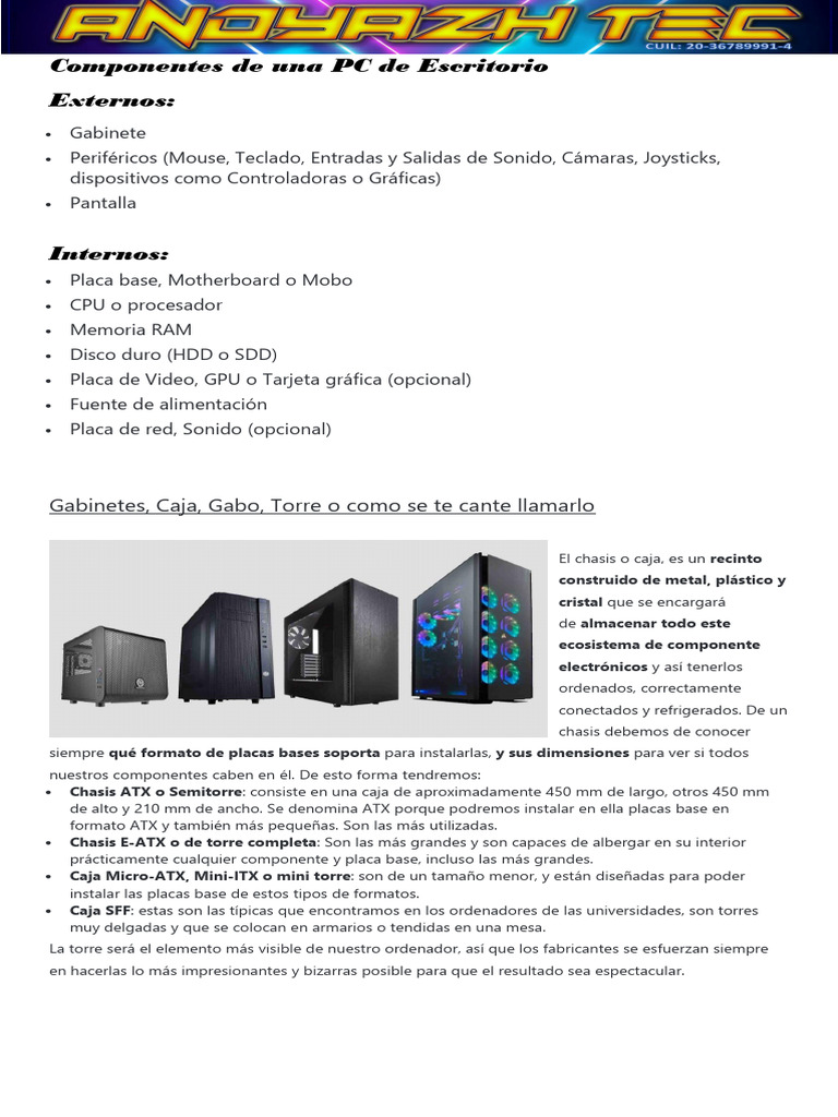 Componentes Esenciales de una PC de Escritorio | PDF | Microprocesador ...