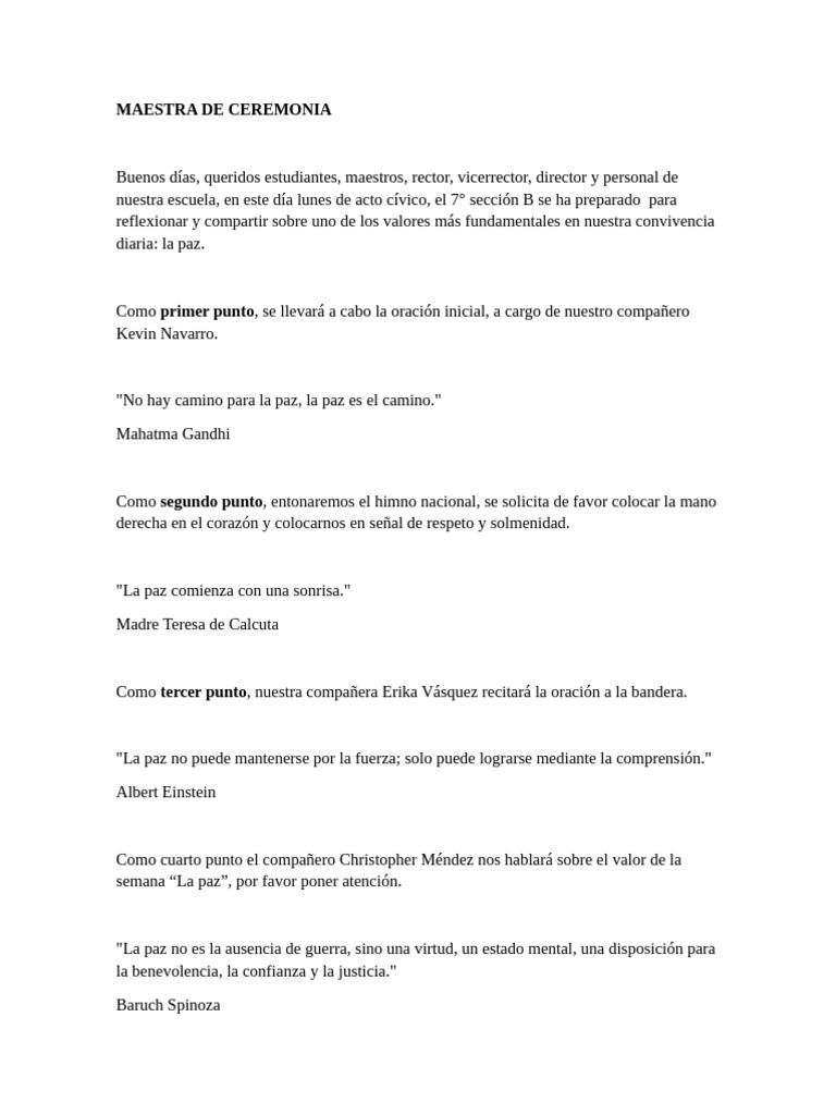 Maestra de Ceremonia | PDF