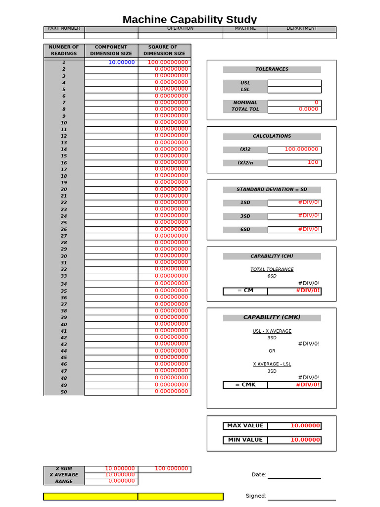 CmkMachine Capability Format | PDF | Engineering Tolerance | Descriptive Statistics