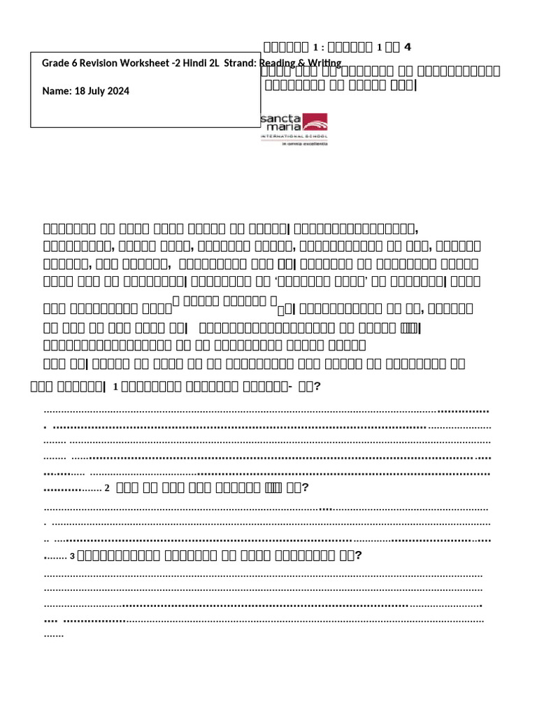 Revision Worksheet 2 | PDF