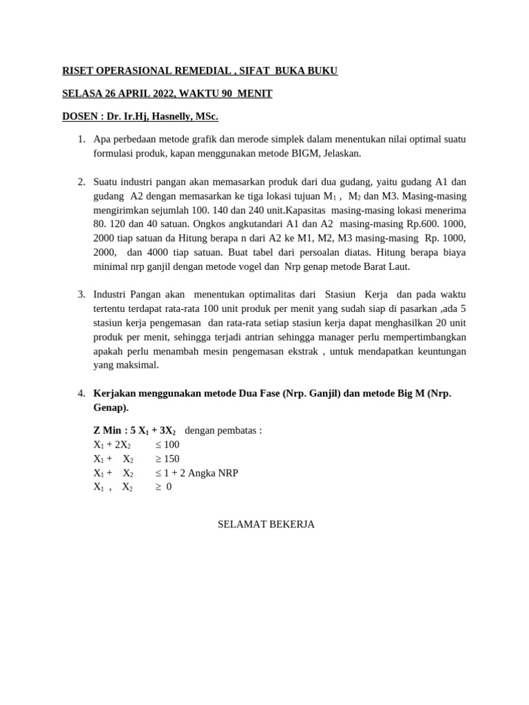 Uas or Remedial 26 April 2022 | PDF