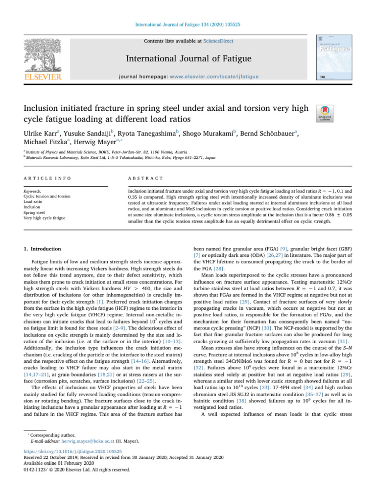Inclusion Fracture in Spring Steel Fatigue | PDF | Fracture | Fatigue ...