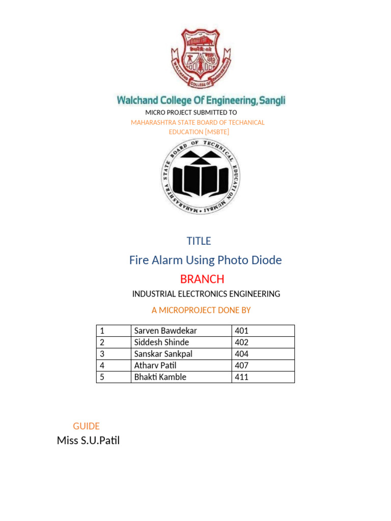 Fire Alarm Project Report | PDF | Diode | Infrared