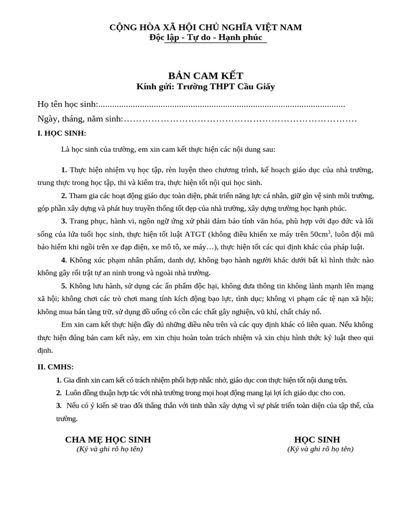 Ban Cam Ket | PDF
